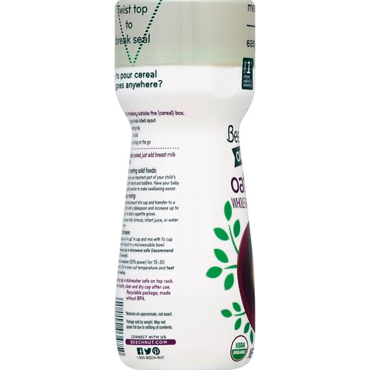 Beech-Nut Organic Oatmeal Baby Cereal Canister, 8 Ounce