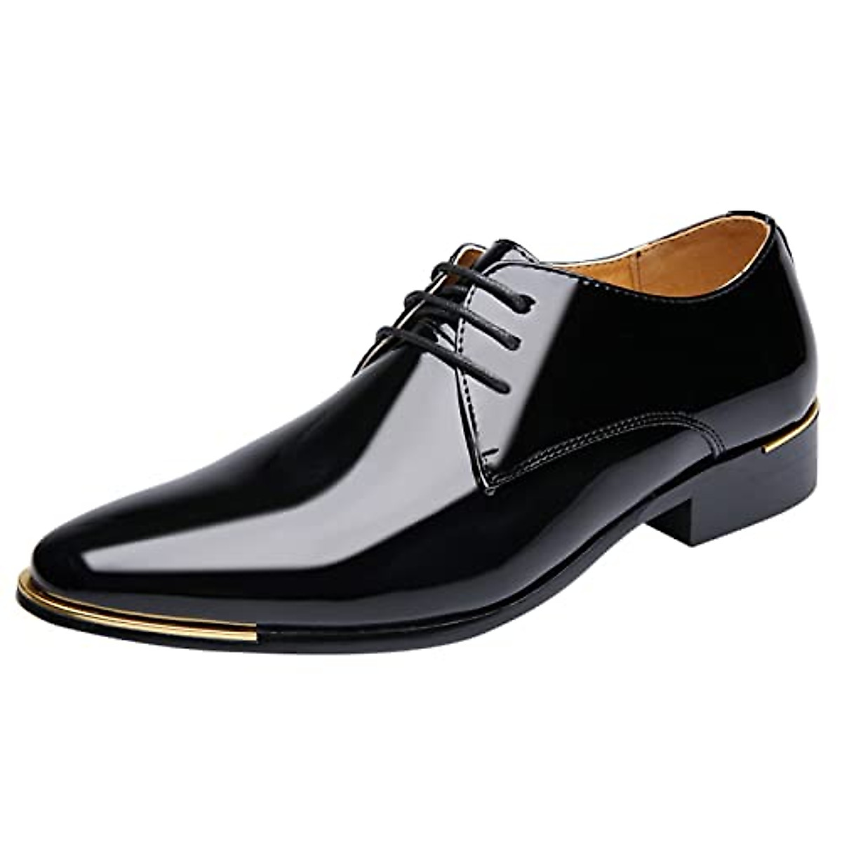 Zapatos De Vestir para Hombres Classical Pointed Leather Mens Business Casual Shoes and Mens Black Dress (Black, 12)