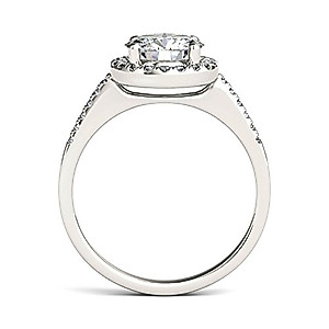 Charles & Colvard Created Moissanite 7.5mm Round Cut Engagement Ring for Women | 1.82 cttw DEW | Lab Grown | Solid 14K White Gold with Rhodium | Size 6