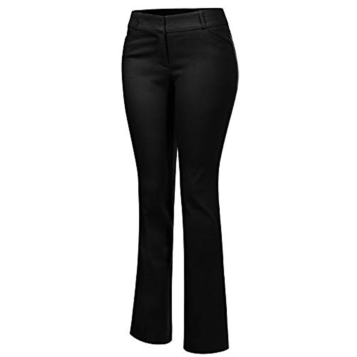 Design by Olivia Women's High Waist Comfy Stretchy Bootcut Trouser Pants Black L