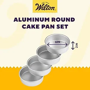 Wilton Performance Pans Aluminum Round Cake Pan, 6 x 2 in., Pack of 4)