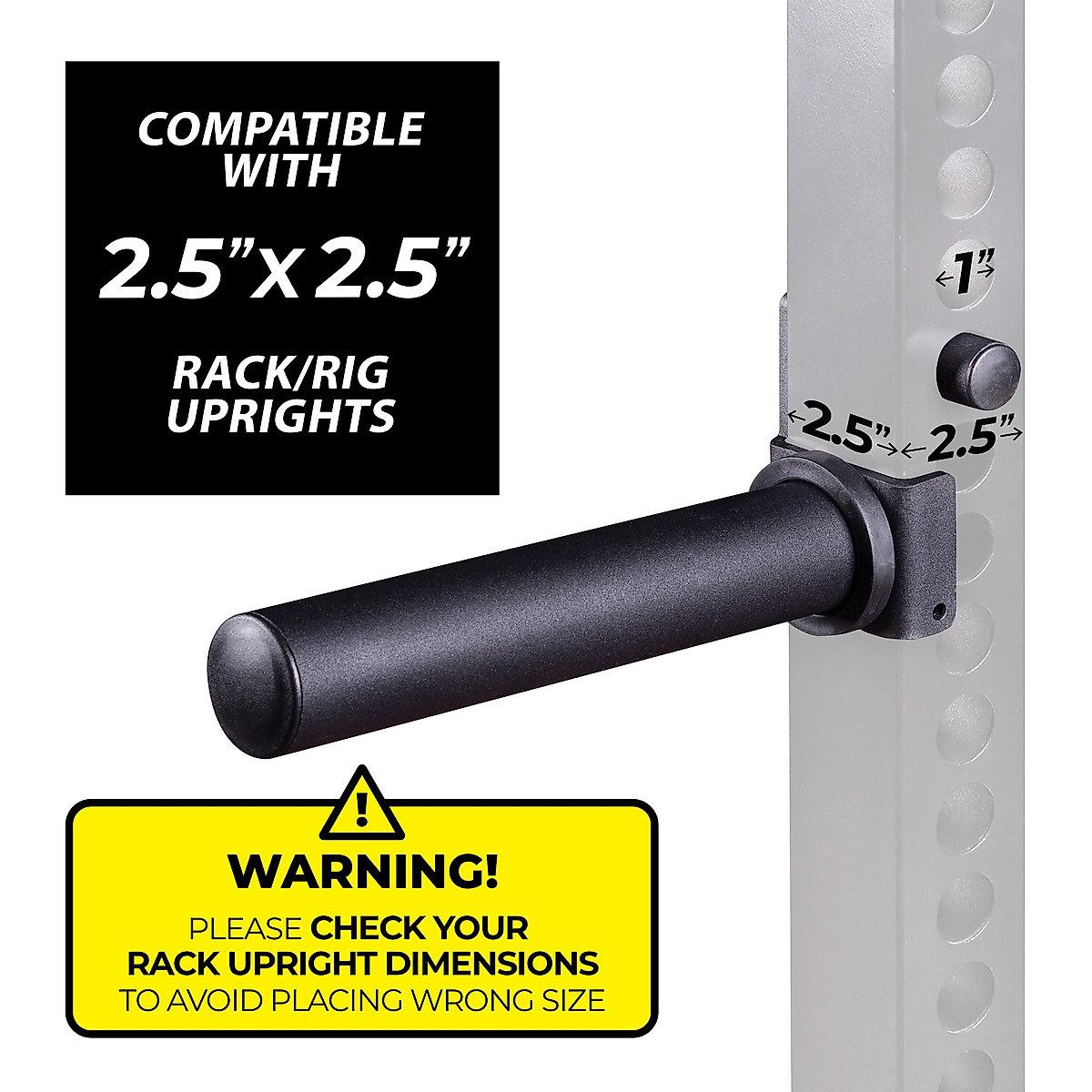 Amstaff Olympic Weight Plate Holder for Power & Squat Racks – Available 2x2 – 2.5x2.5 – 3x3 Inch Tube Sizes – 9-inch Weight Plates Horn Storage Attachment for Power Squat Rack – (Pair) (2.5" x 2.5")