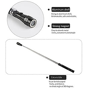 TTSLVS Gifts for Dad&Men Fathers Day,Magnetic Pickup Tool with LED, Telescoping Magnet Flashlight Pickup Stick Cool adget,Thanksgiving Day Christmas Stocking Stuffers Gift for Husband Boyfriend,Blue
