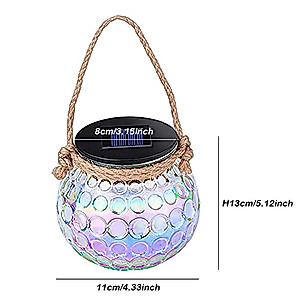 2 Pack Solar Lantern Crackle Glass Ball, LED Solar Outdoor Garden Hanging Light Solar Powered Waterproof Landscape Lanterns for Shepherd Hook, Garden Décor