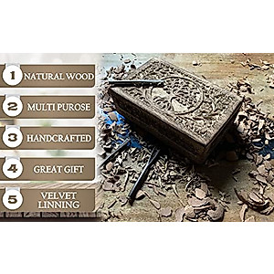 DharmaObjects Hand Carved Tree of Life Wooden Box Keepsake Storage Multi Utility