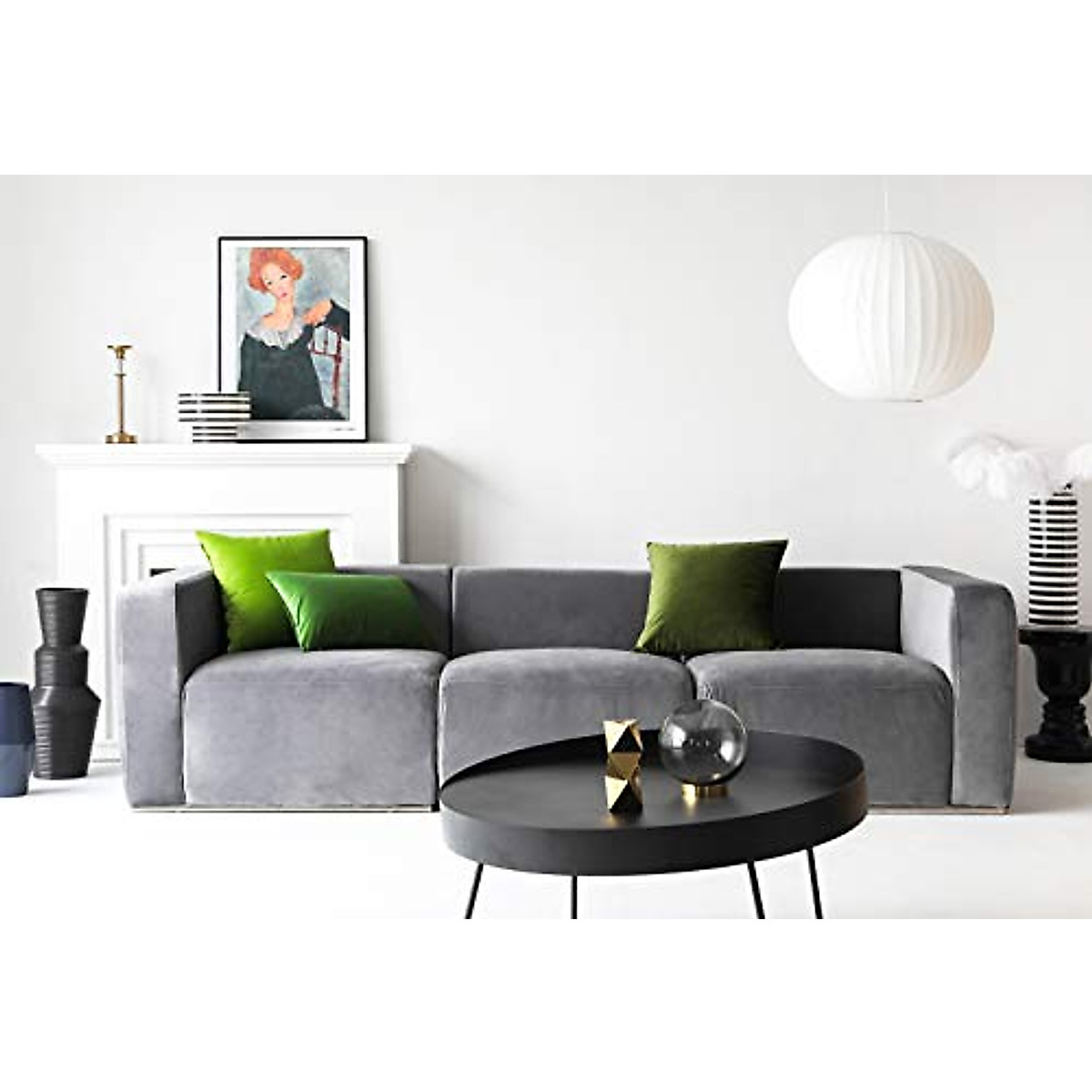 Mixhug Set of 2 Cozy Velvet Square Decorative Throw Pillow Covers for Couch and Bed, Chartreuse, 18 x 18 Inches