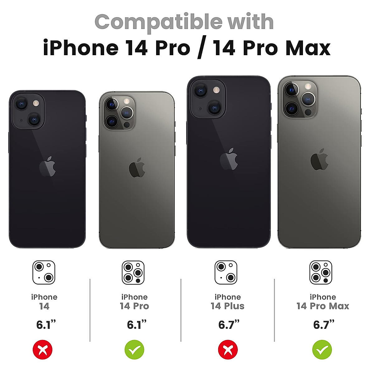 Tensea for iPhone 14 Pro / iPhone 14 Pro Max Camera Lens Protector, 9H Tempered Glass Camera Cover Screen Protector Metal Individual Ring Protector for iPhone 14Pro 6.1 inch iPhone 14 ProMax 6.7 inch 2022
