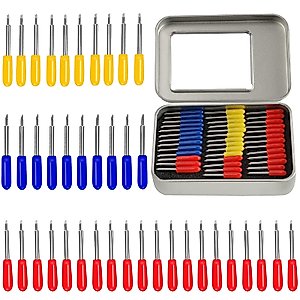 AXOTEY, 40PCS Fine Point Blades, Cutting Blades for Cricut Explore Air/Air 2 Maker Expression, Including 10PCS 30°Shallow Replacement Blades, 20PCS 45°Standard Blades and 10PCS 60°deep Cutting Blades