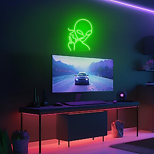 Kavaas Alien Neon Sign, Green Smoking Alien LED Light for Game Room, Party, Bar, Man Cave Decor | Alien Light Wall decor - Best Gifts for Alien Fans, Teenage Boys, Kids (Style - Alien1)