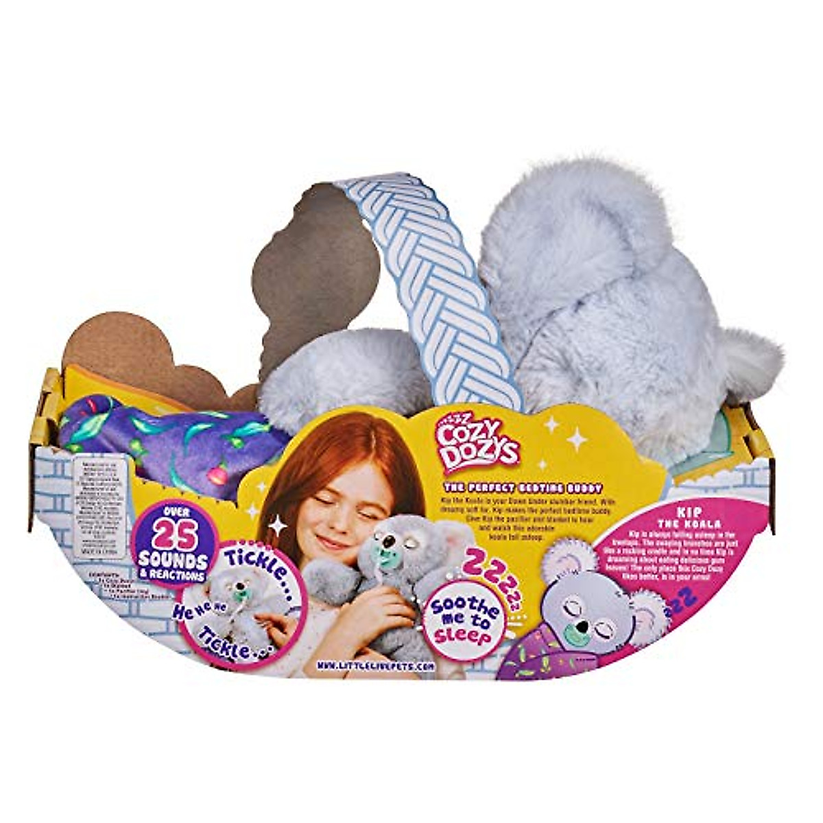 Little Live Pets Cozy Dozy Kip The Koala Bear - Over 25 Sounds and Reactions | Bedtime Buddies, Blanket and Pacifier Included | Stuffed Animal, Best Nap Time, Interactive Bear - Styles May Vary