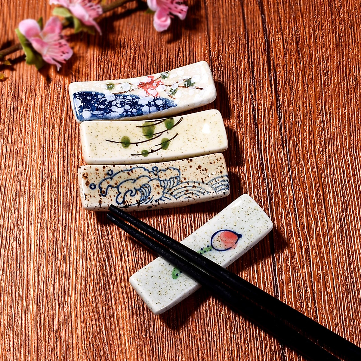 Japanese Style set of 4pcs Ceramic Chopstick Stand Rest Tableware Kitchen Tools