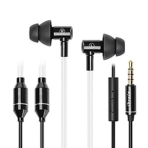 ibrain Air Tube Headphones EMF Free Airtube Earbuds Wired Air Tube Headset with Microphone in Ear Airtube Earphones Noise Cancelling with Patented Technology for Safe Listening - Black