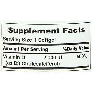 Vitamin D by Nature's Bounty, Supports Immune Health & Bone Health, 2000IU Vitamin D3, 150 Softgels ,150 Count (Pack of 1)