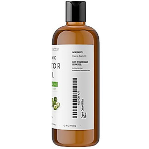 Kate Blanc Cosmetics Castor Oil 16oz - USDA Certified Organic. Cold-Pressed, 100% Pure, Hexane-Free. Promote Growth for Hair, Eyelashes, Eyebrows. Moisturizing For Dry Skin