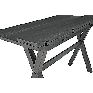 OSP Home Furnishings McKayla Flip-Top Expanding Desk to Dining Table, Distressed Washed Grey Finish
