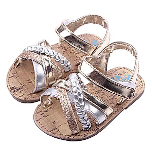 Beeliss Baby Sandals Rubber Sole Summer Shoes (6-12 Months Infant, Gold, 6_months)