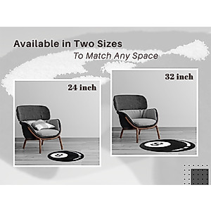 Slothy Fafi 8 Ball Rug - 24 Inch White & Black Hypebeast Rug - Cool Rugs and Aesthetic Rugs for Bedroom & Living Room - Y2K Rug for Y2K Room Decor
