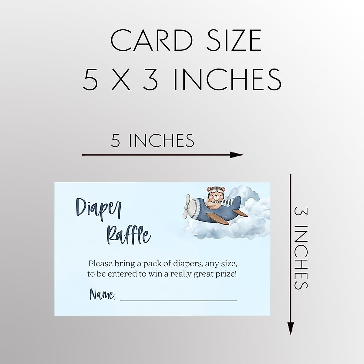 The Invite Lady Teddy Bear Diaper Raffle Tickets Boy Hot Air Balloon Adventure Travel Baby Shower Insert Cards (50 count)