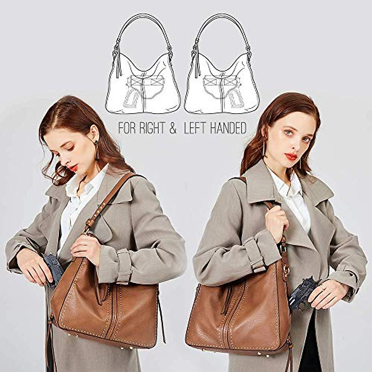 Montana West Large Hobo Handbag for Women Studded Leather Shoulder Bag Crossbody Purse With Tassel MWC-1001BG