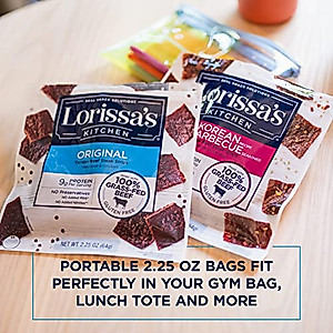 Lorissa's Kitchen Premium Grass-Fed Steak Strips, Original, 2.25 Oz. 1 Count - No Added MSG or Nitrites, Keto Friendly Snacks & Gluten Free, More Tender Than Traditional Beef Jerky