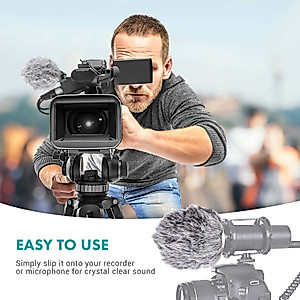 Movo WS1 Furry Microphone Windscreen for Zoom H1n Recorder - Outdoor Microphone Cover for Small Microphones up to 2.5" x 40mm (L x D) (Light Gray)