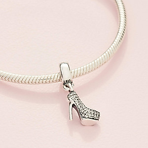 PANDORA Jewelry Pave Stiletto Shoe Dangle Cubic Zirconia Charm in Sterling Silver