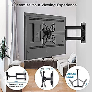 Full Motion TV Wall Mount Bracket Swivel Heavy Duty Articulating Arms Tilt for 13-42” LED LCD Flat Curved TV Screen Monitor TVs, VESA Up to 200x200mm, Weight Capacity Up to 77lbs