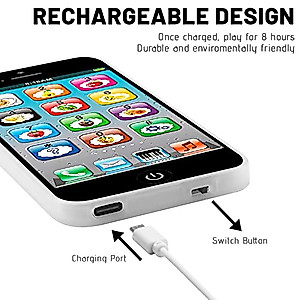 Wolmund Toy Learning Play Cell Phone with 8 Functions and Dazzling Lights for Toddler Baby Kids 12-18 Months Ages 1-3 Year Old, Black3 (SJ-B-2)