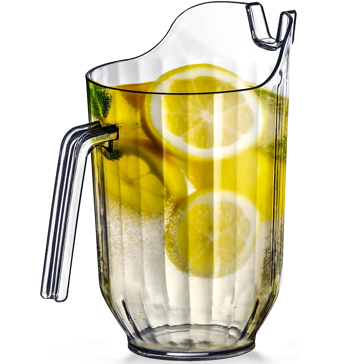 DecorRack 6 Polycarbonate Plastic Pitcher Beverage Dispenser with Pour Spout Shatterproof Catering and Restaurant Serveware for Cold Drinks, Water, Lemonade, Beer, and Sangria, 56 Ounce (6 Pack)