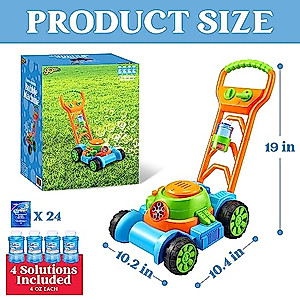 Sloosh Bubble Lawn Mower Toddler Toys - Kids Toys Bubble Machine Summer Outdoor Toys Games, Automatic Bubble Mover Push Toy for Age 1 2 3 4 Year Old Preschool Baby Boys Girls Birthday Gifts (Blue)