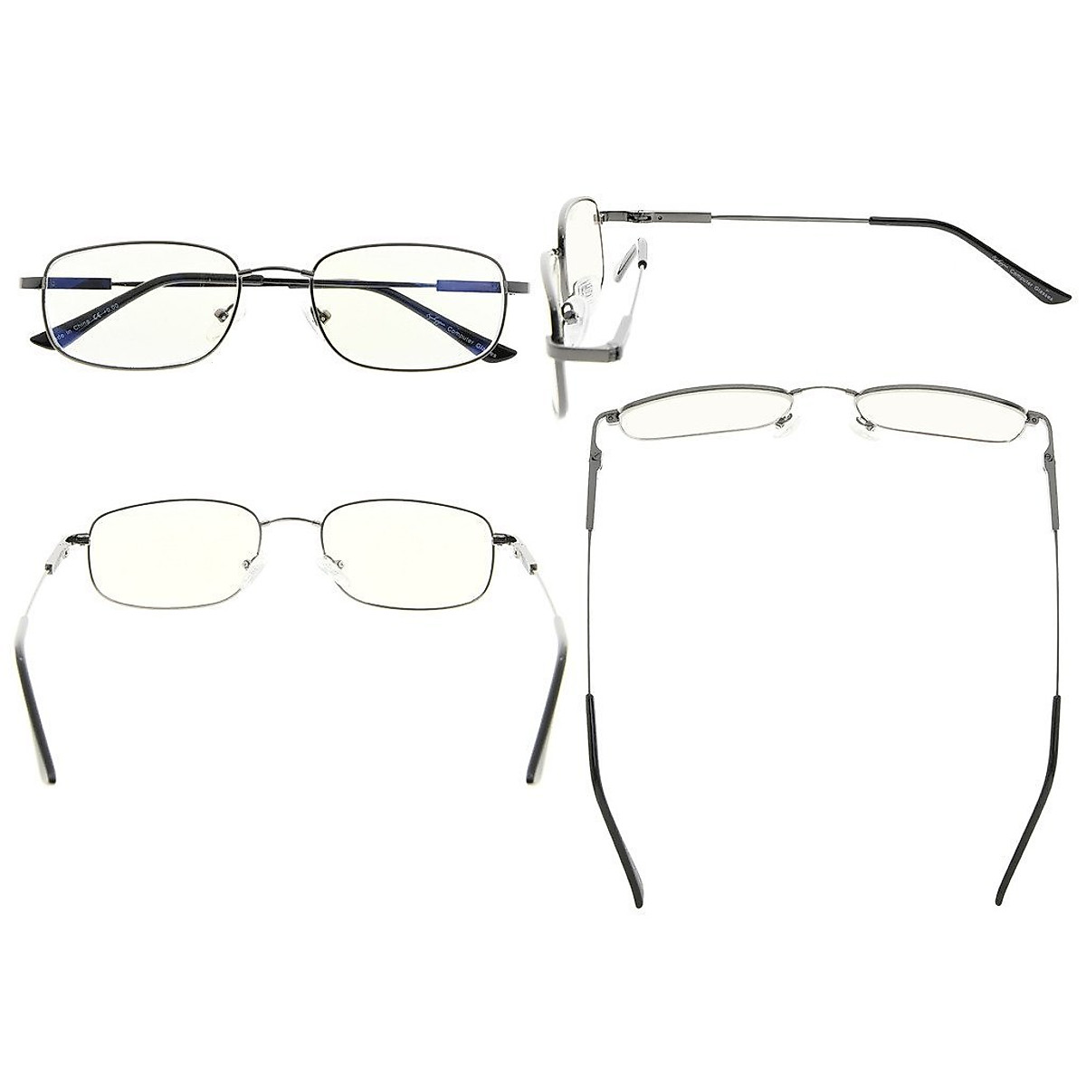 CessBlu Computer Glasses Men Bendable Titanium Reading Eyeglasses Blue Light Filter(Gunmetal) +1.5