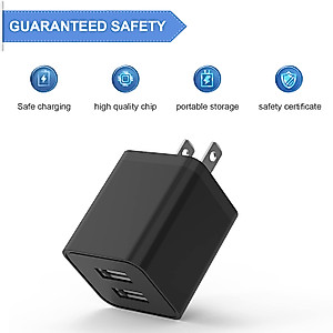 6Pack USB Wall Charger, iGENJUN 2.4A Phone Charger Dual USB Port Cube Power Plug Adapter Fast Wall Charger Block Compatible with iPhone 14/14 Pro/13/13 Pro, Samsung Galaxy, Pixel, LG, Android-Black