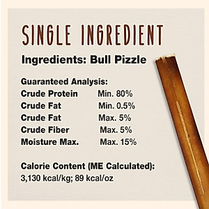 Cadet Bully Hide Sticks for Large Dogs – All-Natural Beef Pizzle, High Protein, Low Fat, Long-Lasting, Grain & Rawhide-Free Dog Chews for Aggressive Chewers, Large (1 Count)