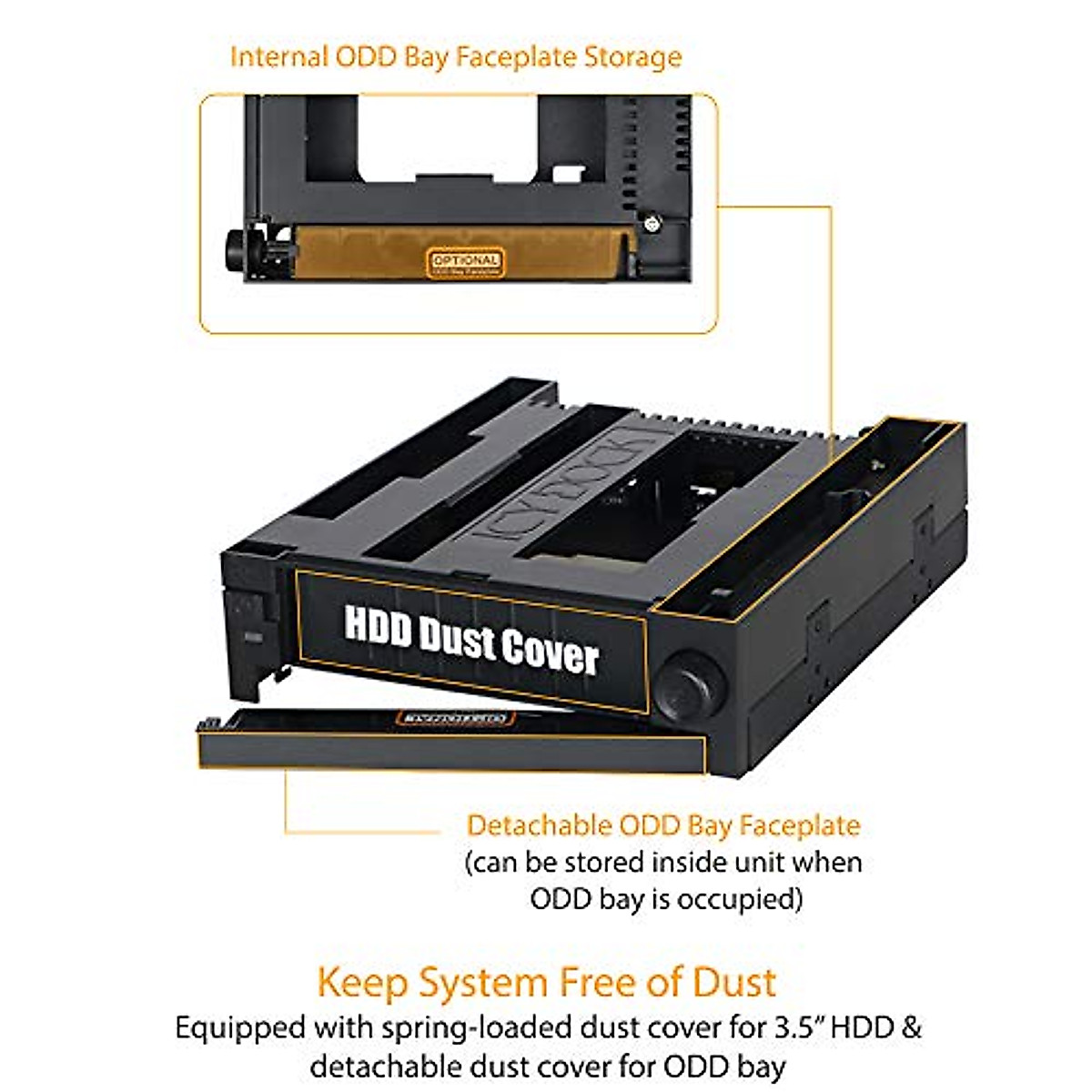 ICY DOCK Tool-Less 3.5” SATA HDD Mobile Rack and Ultra-Slim 9.5mm ODD Bay for External 5.25” Bay | DuoSwap MB971SPO-B (3.5" HDD + ODD)