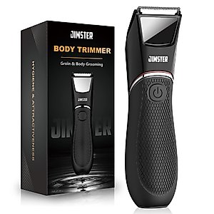Body Trimmer for Men, [No Nicks, No Cuts] Electric Groin Hair Trimmer, No-Nick Guides Ceramic Blade Heads, Waterproof Wet Dry Clippers for Body, Cordless Male Pubic Trimmer with Lighting Mirror