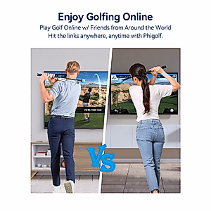 PHIGOLF Home Golf Simulator, Enjoy Interactive Golfing with Smart Motion Sensor and Swing Stick for Indoor and Outdoor Fun - Compatible with Android, iOS, WGT, and E6 Connect Series