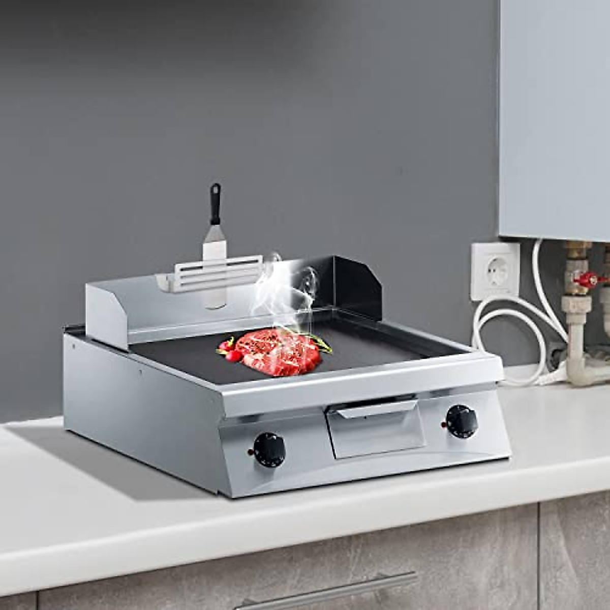 TOYMIS Spatula Holder for Blackstone Griddle, Stainless Steel Griddle Spatula Holder Clip Accessories Silver BBQ Spatula Rack Compatible with Camp Chef Royal Gourmet and Other Griddles(1 Piece)