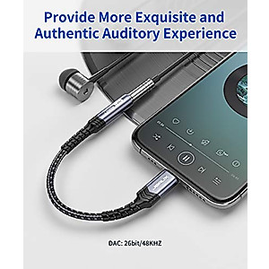 JSAUX Lightning to 3.5mm Adapter, iPhone Headphone Adapter [Apple MFi Certified] iPhone Aux Adapter Compatible with iPhone 14/14 Pro Max/13/13 Pro Max/12/12 Pro Max/11/11 Pro Max/SE/X/XR/XS/8-Grey