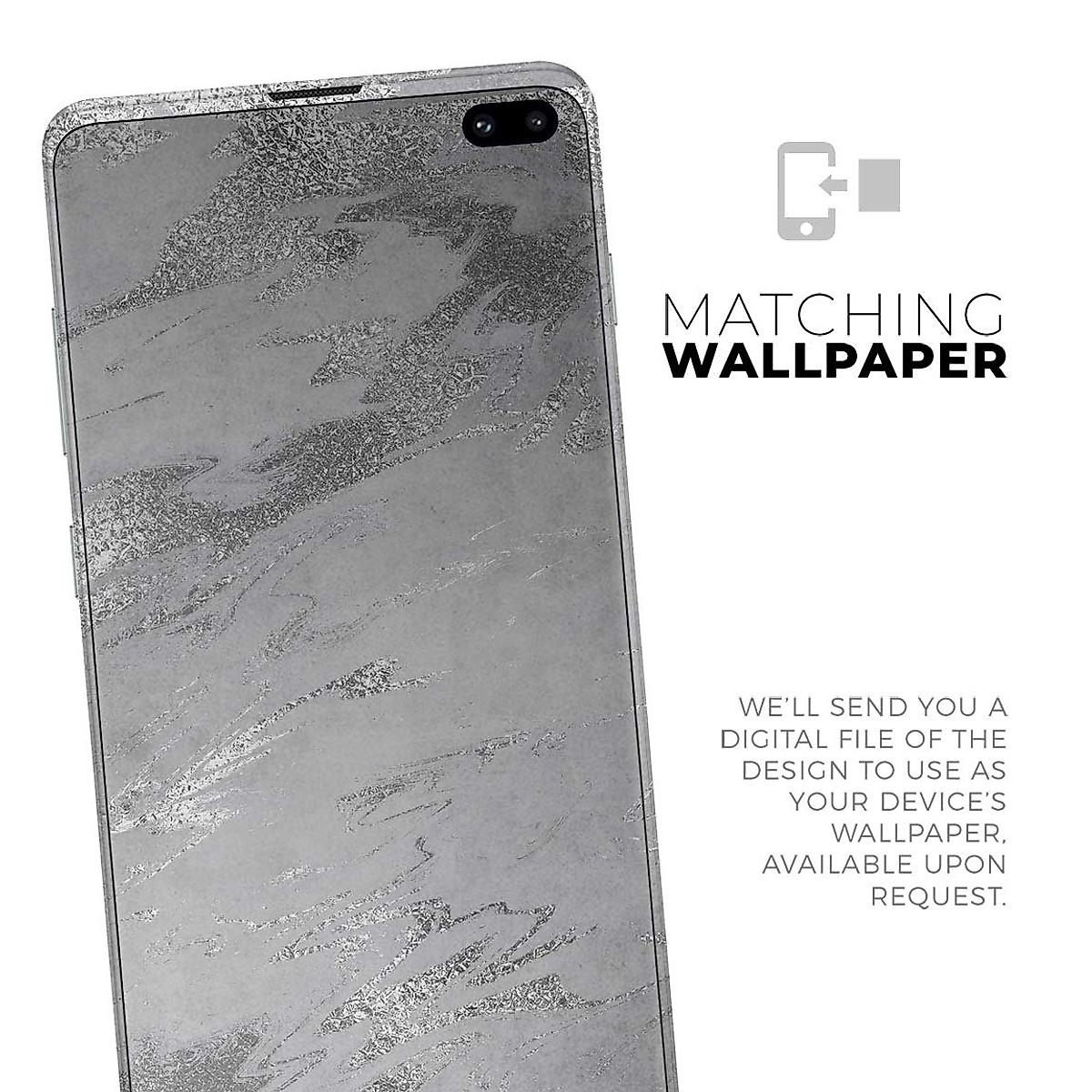 DesignSkinz Dark Silver Marble Swirl V9 Protective Vinyl Decal Wrap Skin Cover Compatible with The Samsung Galaxy S20 (Screen Trim &amp; Back Glass Skin)