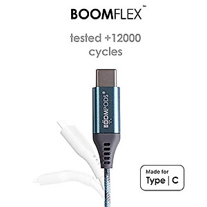 BoomPods Digibuds USB-C Headphones - Best in-Ear Digital Earbuds with USBC Type Connector, Fabric Braided Cable, Sweatproof, Wired Inline Controls for Seamless Entertainment (Ice Blue)