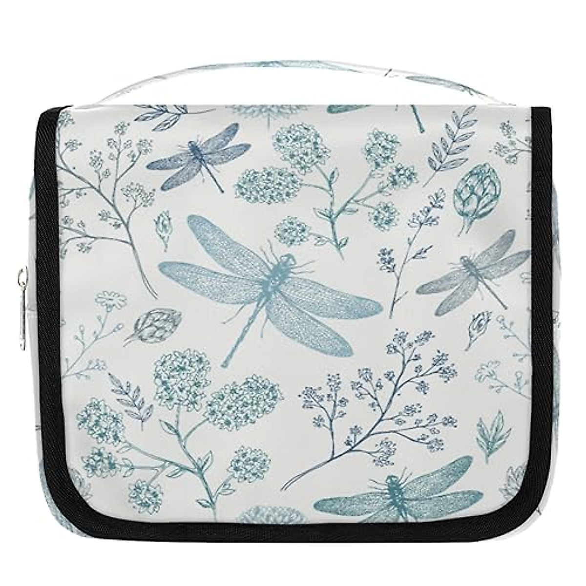 Dragonflies Insects Plants Travel Toiletry Bag Cosmetic Makeup Bag for Women Men Hanging Hook Wash Toiletries Portable Toiletry Bags Organizer