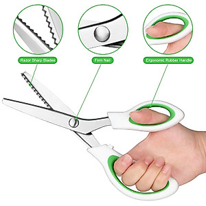 YUQGAOP Pinking Shears，9” Zig Zag Scissors for Fabric，Pinking Shears Scissors for Fabric Cutting，Professional Handheld Dressmaking，Great for Many Kinds of Sewing Fabrics Leather and Craft Paper