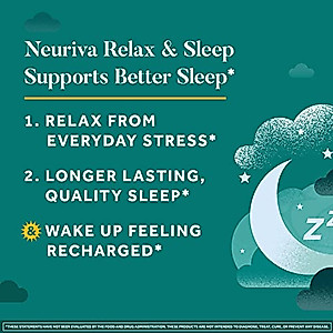 NEURIVA Melatonin Free Natural Sleep Aid Supplement with L-Theanine to Help You Relax & Ashwagandha to Support Restorative Sleep So You Can Wake Up Feeling Refreshed, 30ct Capsules