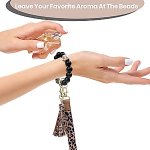 PAKASEBOXES Bracelet Wristlet Keychain with Lanyard for Keys, Silicone Beaded Key Ring for Women, Mother's day Christmas Gift