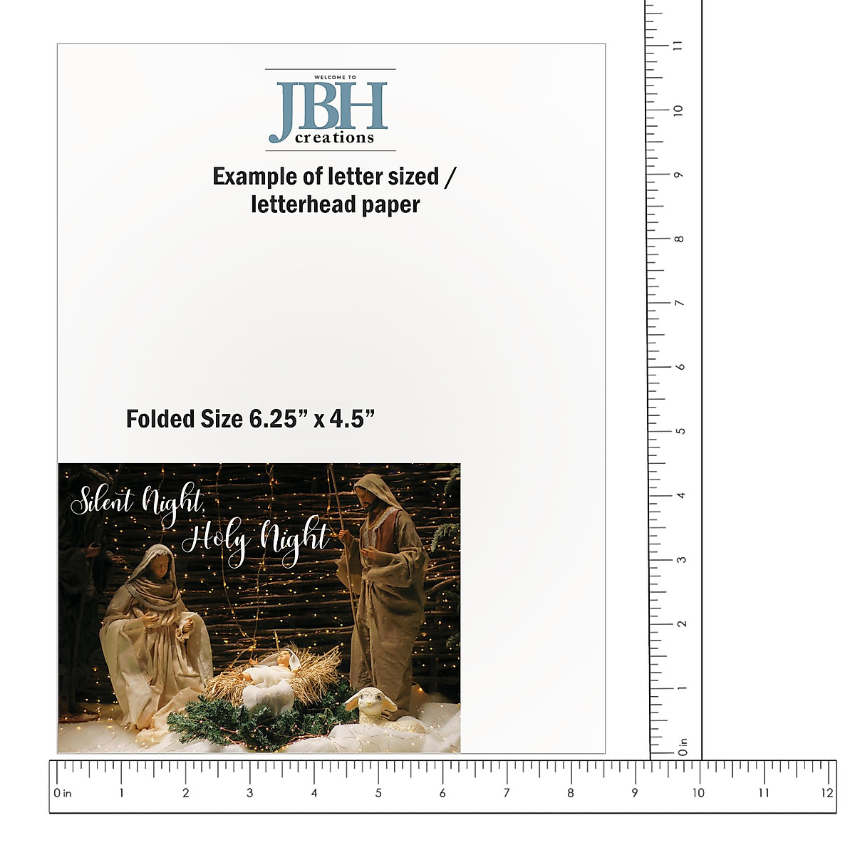 JBH Creations Religious Nativity Christmas Card with Scripture - Pack of 24