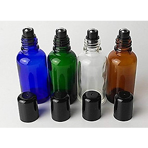 ericotry 4Pcs Brown Glass Roll-on Bottles Empty Refillable Glass Roller Bottles with Stainless Steel Roller Balls and Black Cap for Essential Oil Perfumes Lip Balms Attar Container size 30ml/1oz