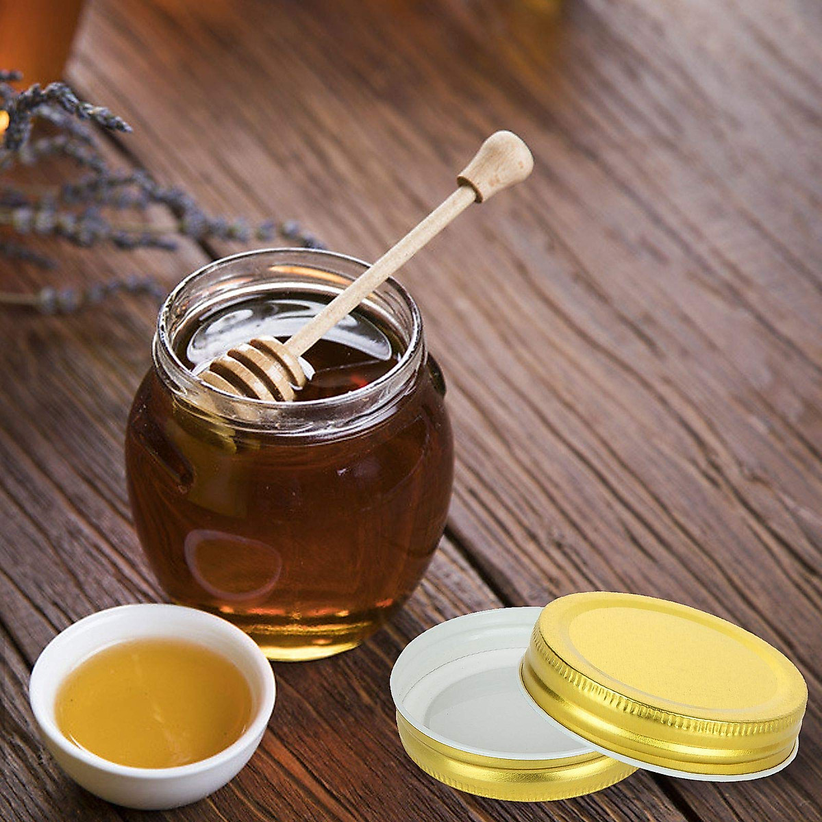 ZOEYES 50 pcs Regular Mouth Mason Canning Jar Lids, Reusable Metal Lids for Mason Jar, Leak Proof Secure Mason Storage Covers Caps (Gold)