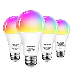 ThinkMRO RGB RGBW 10W A19 E26 E27 Multiple Colors Changing Light Bulbs with Remote,LED Lamp Replace Bulb,Warm White,Dimmable Memory Function,Ideal Lighting for Home Decoration,Party,Gardens,Corridors