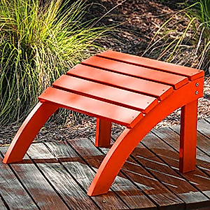 PolyTEAK Outdoor Ottoman, Real Wood Look abd Feel, All-Weather Outdoor Patio Adirondack Foot Stool, Outdoor Firepit Foot Rest for Adirondack Chairs (Red)