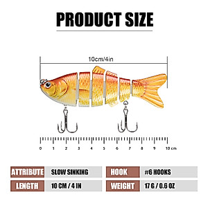 TRUSCEND Fishing Lures for Bass Trout Swimbaits for Bass Fishing Segmented Multi Jointed Swim Baits Slow Sinking Swimming Lures for Freshwater Saltwater Fishing Gear Lure Kit Fishing Gifts Plugs